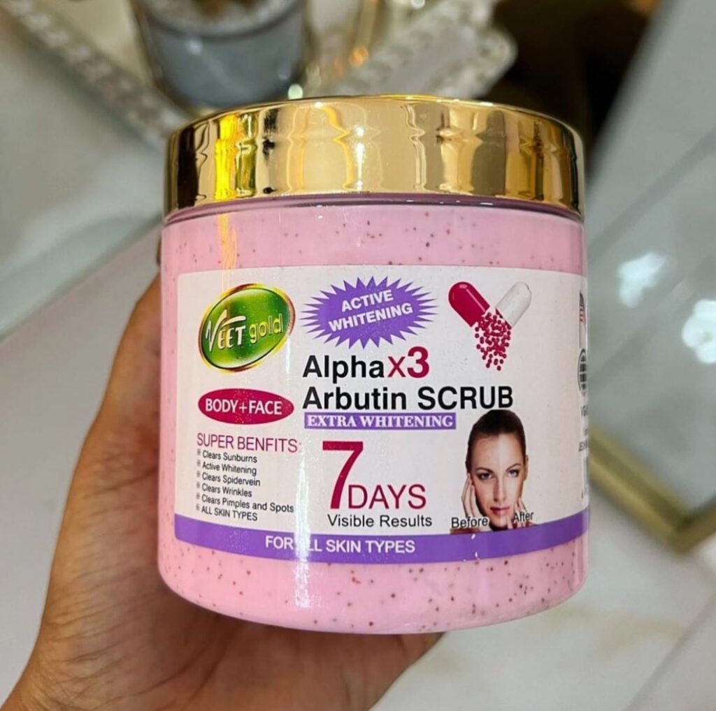 Veet Gold Alpha Arbutin face Body Scrub – KM Boutiques